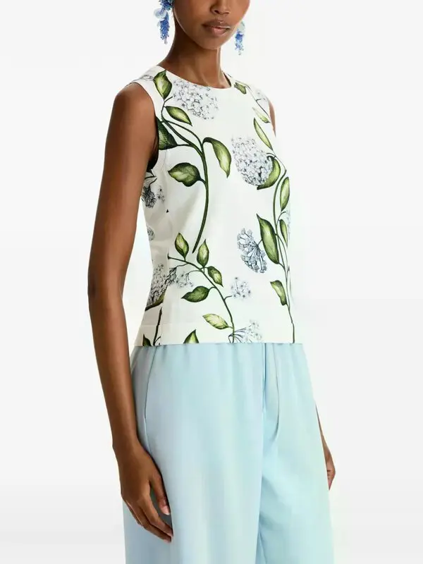 Oscar De La Renta Flower-print Tank Top - White