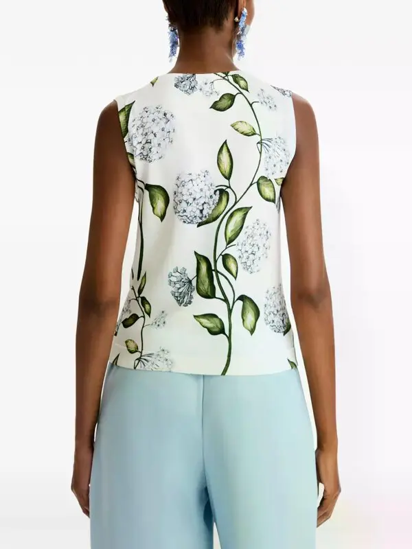 Oscar De La Renta Flower-print Tank Top - White