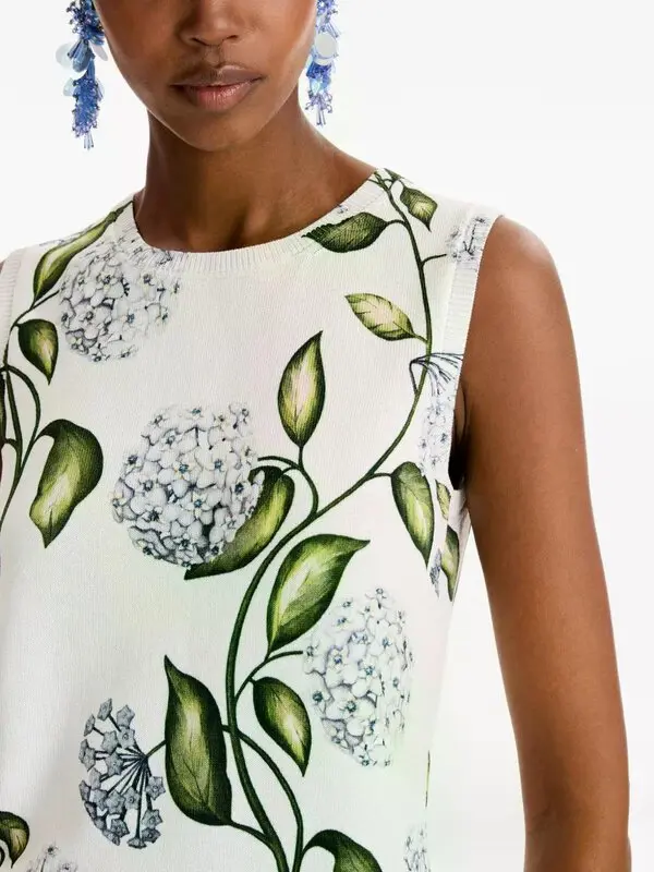 Oscar De La Renta Flower-print Tank Top - White