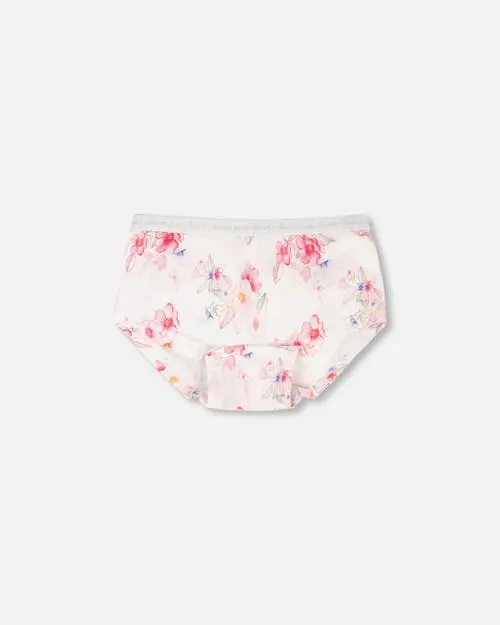 DEUX PAR DEUX Organic Cotton Flowers Boyshort Panty - Pink Printed Flowers