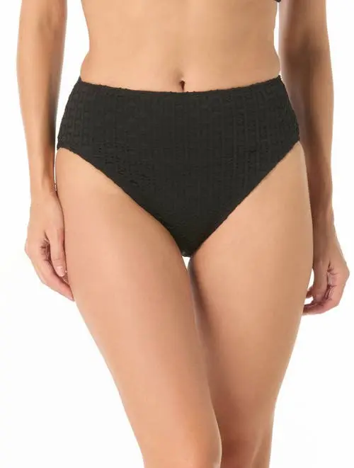 Carmen Marc Valvo Crochet High Waist Bikini Bottom - Black