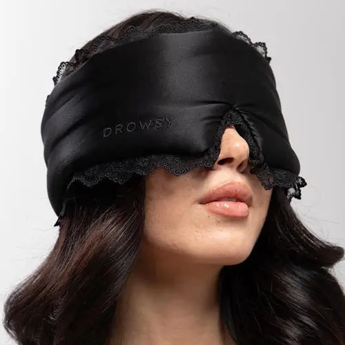 DROWSY A Paris Love Story Silk Sleep Mask - Black