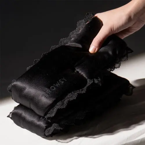 DROWSY A Paris Love Story Silk Sleep Mask - Black