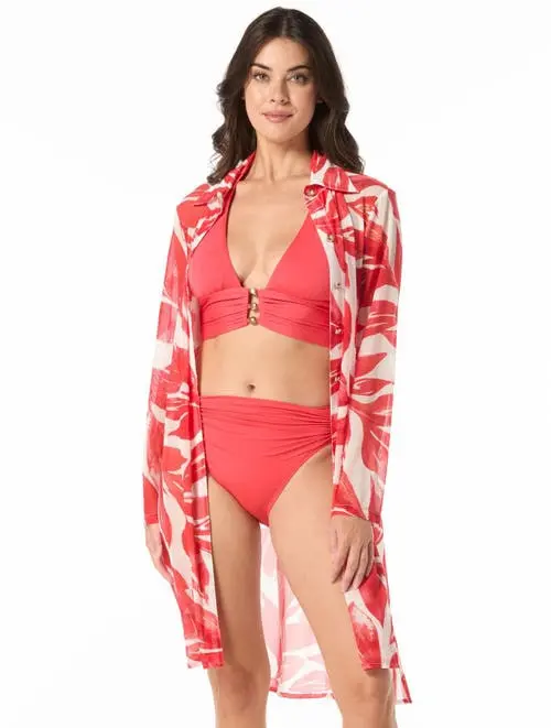 Carmen Marc Valvo Beaded Halter Bikini Top - Grenadine