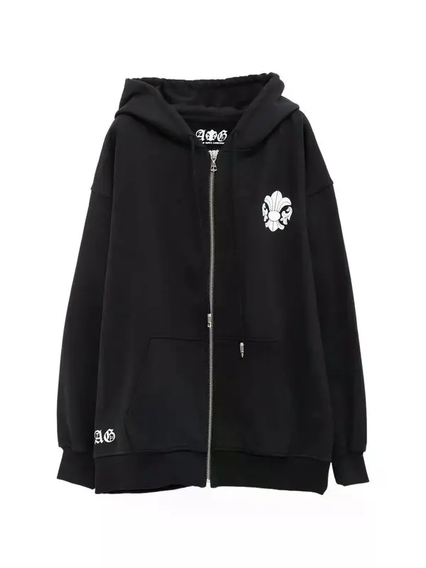 AMAL GUESSOUS Logo Print Zip-up Hoodie