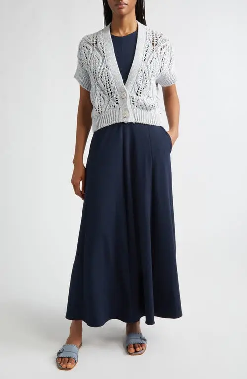 Eleventy Open Knit Sleeveless Maxi Sweater Dress - Blue