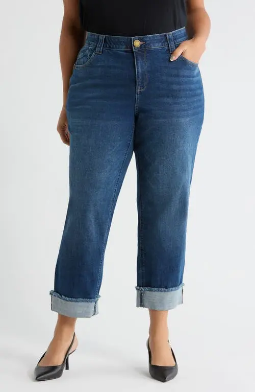 Wit & Wisdom Cuffed High-waist Straight-leg Jeans - Blue