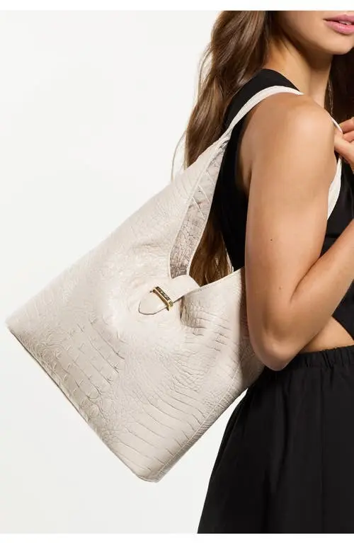 Brahmin Gwynne Croc Embossed Leather Shoulder Bag - Salsa