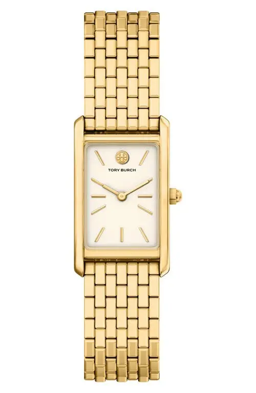Tory Burch Eleanor Slim Tank Bracelet Watch - Gold/white