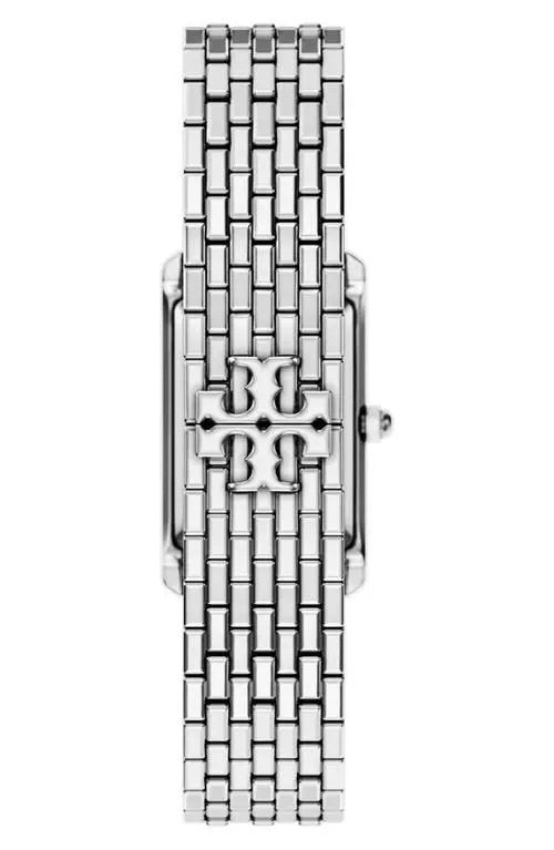 Tory Burch Eleanor Slim Tank Bracelet Watch - Silver/black Mop