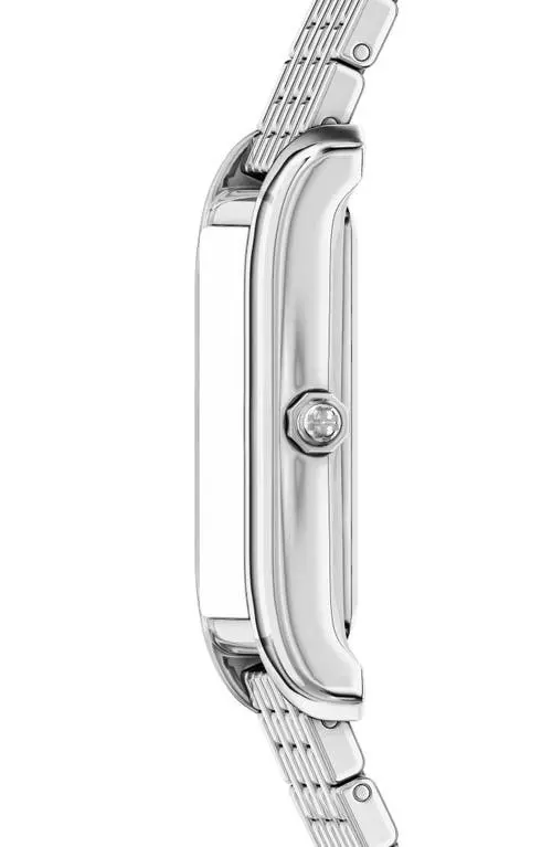 Tory Burch Eleanor Slim Tank Bracelet Watch - Silver/black Mop