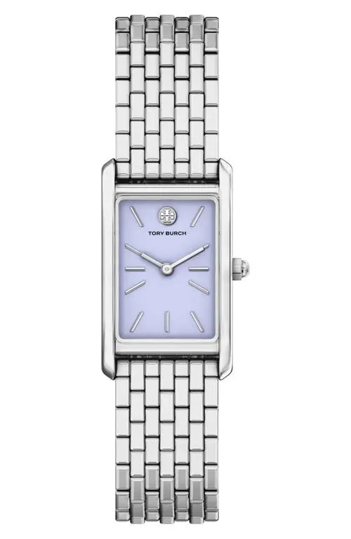 Tory Burch Eleanor Slim Tank Bracelet Watch - Silver/lilac