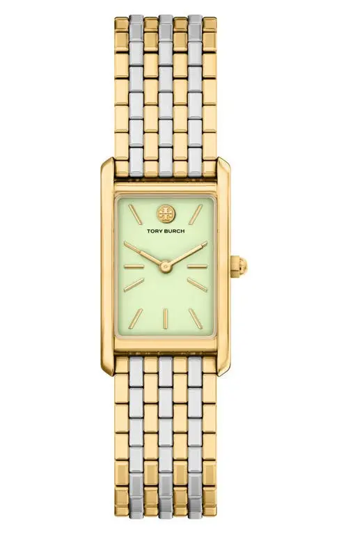 Tory Burch Eleanor Slim Tank Bracelet Watch - Two Tone/mint