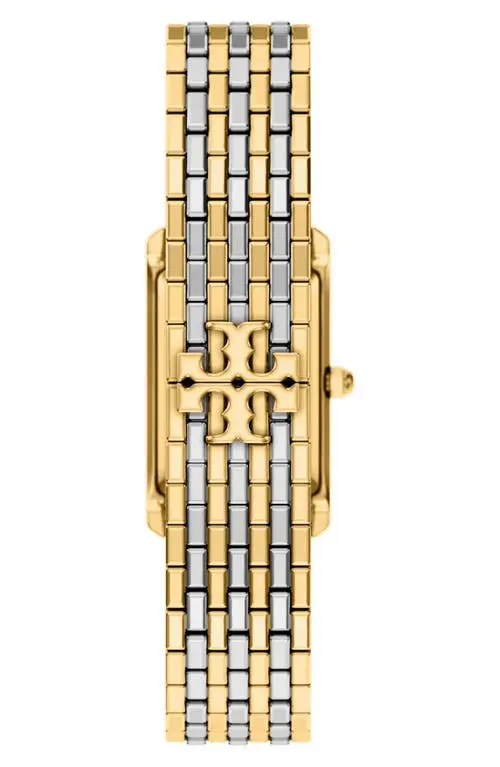 Tory Burch Eleanor Slim Tank Bracelet Watch - Two Tone/mint