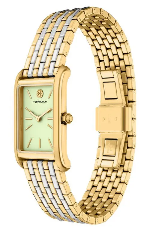 Tory Burch Eleanor Slim Tank Bracelet Watch - Two Tone/mint