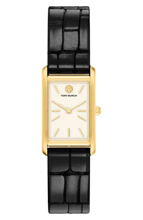 Tory Burch The Eleanor Slim Tank Watch - Black/gold