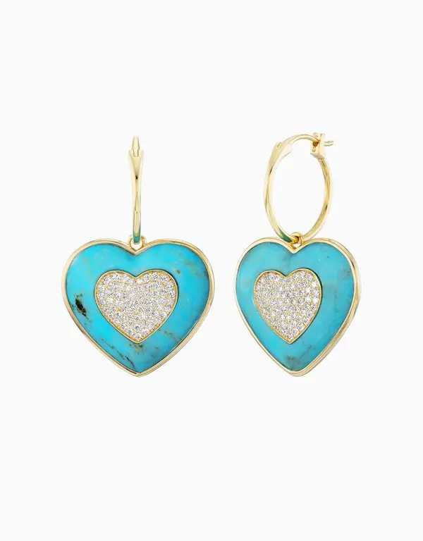 EMILY P. WHEELER Rock Heart Turquoise And Diamond Earrings - One-color