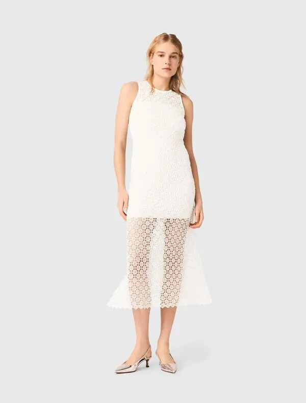 Maje Rhinestone Embellished Crochet Maxi Dress