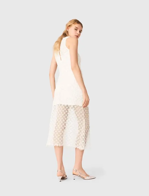 Maje Rhinestone Embellished Crochet Maxi Dress