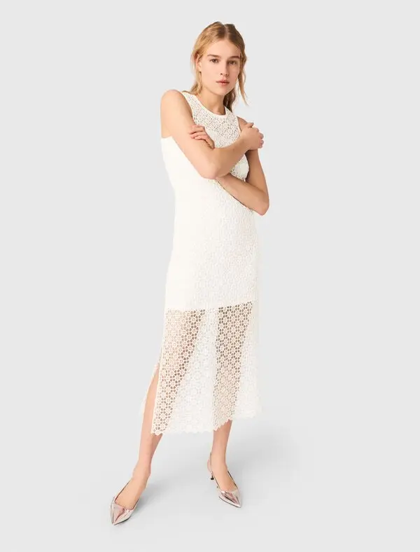 Maje Rhinestone Embellished Crochet Maxi Dress