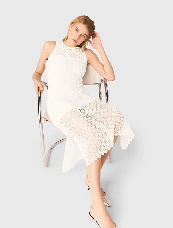 Maje Rhinestone Embellished Crochet Maxi Dress