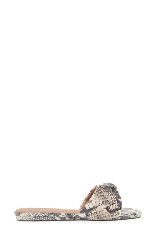 Kurt Geiger Kensington Snakeskin Embossed Slide Sandal - Open Brown