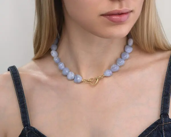 EMILY P. WHEELER Oversized Heart Beaded Necklace - Purple
