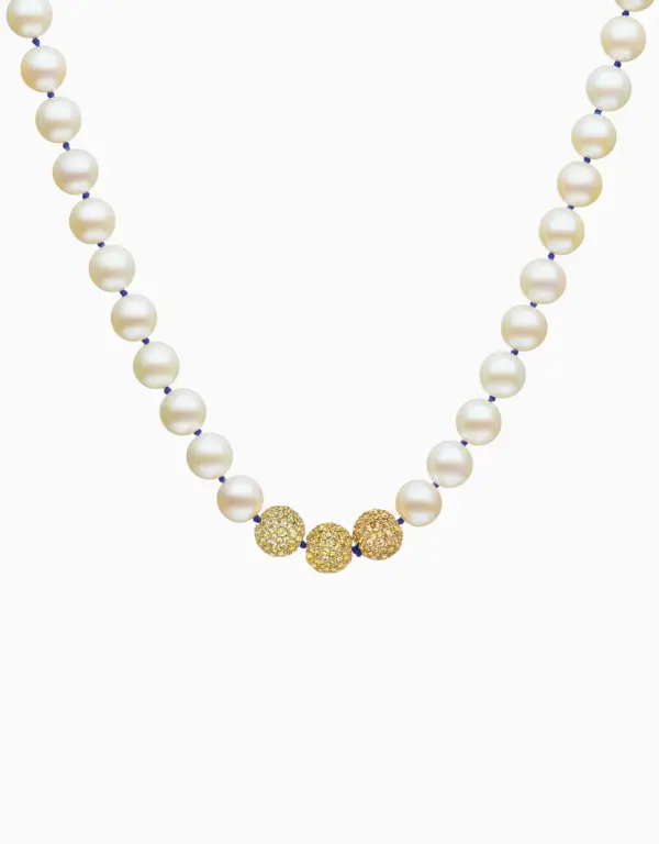 EMILY P. WHEELER Layered Necklace With Pearls And Sapphires - Yellow