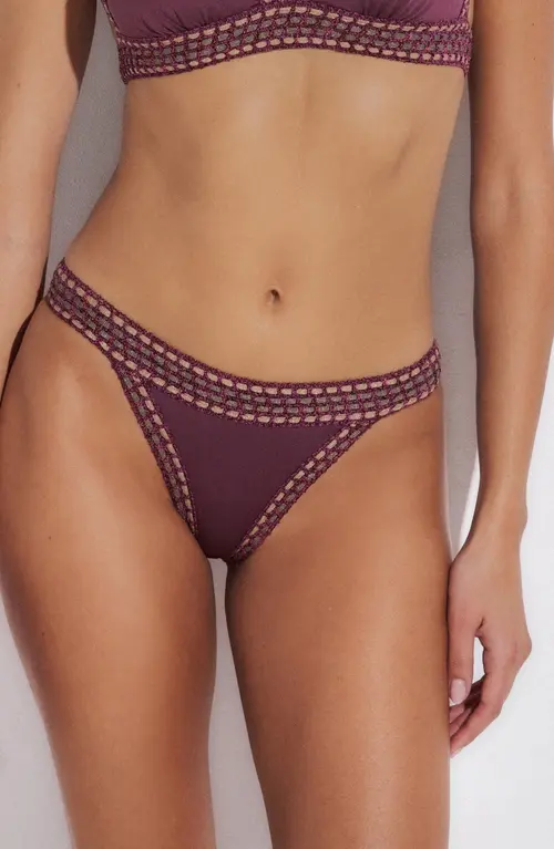 LIDA SWIMWEAR Athena Tanga Bikini Bottom With Crocheted Border - Rasberry