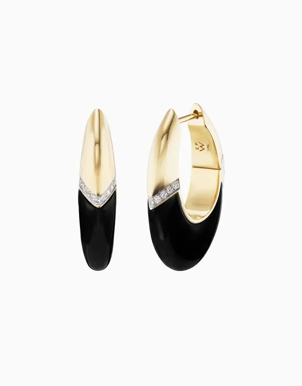 EMILY P. WHEELER Oval Agate And Diamond Earrings - Black