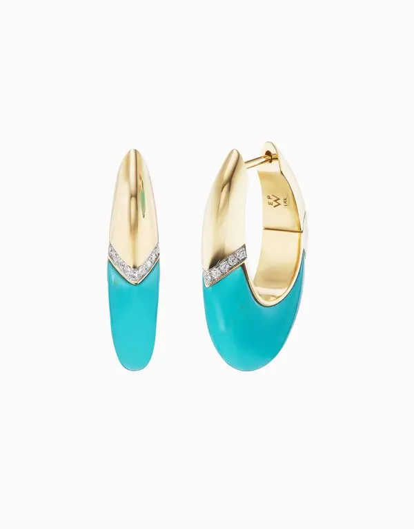EMILY P. WHEELER Oval Turquoise And Diamond Earrings - Blue