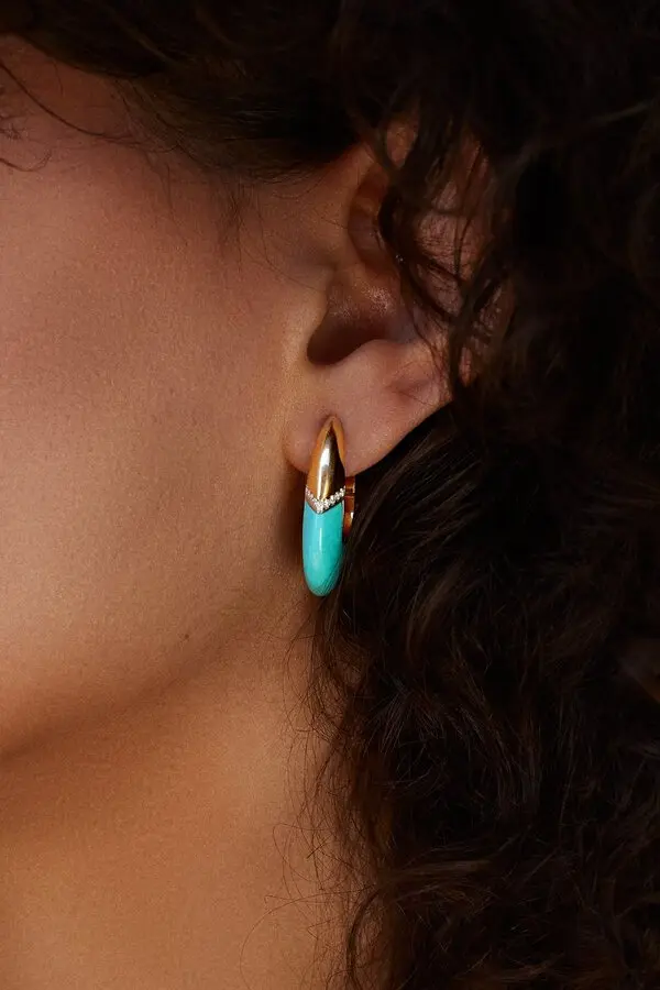 EMILY P. WHEELER Oval Turquoise And Diamond Earrings