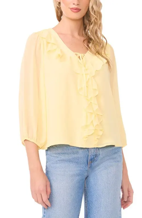 Vince Camuto Ruffle Chiffon Top - Mellow Yellow