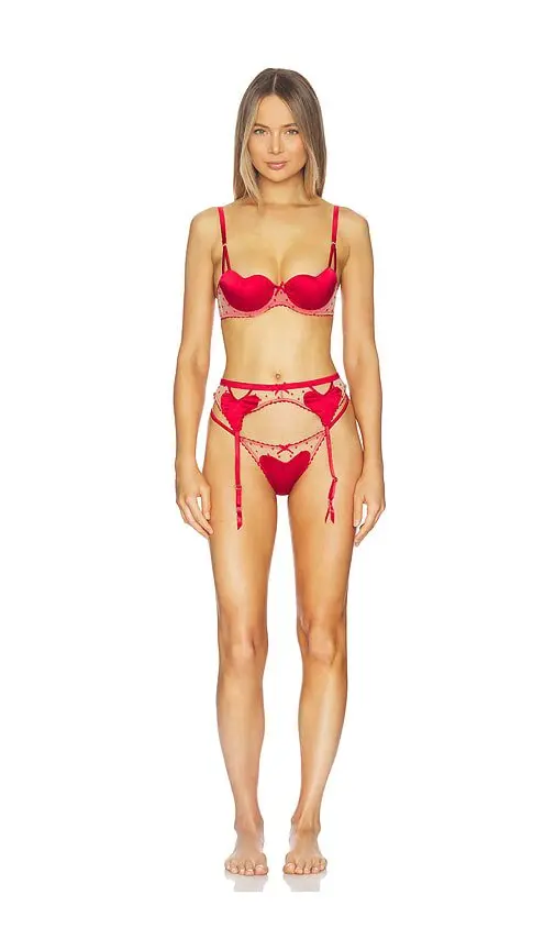Fleur Du Mal Amour Garter In Red
