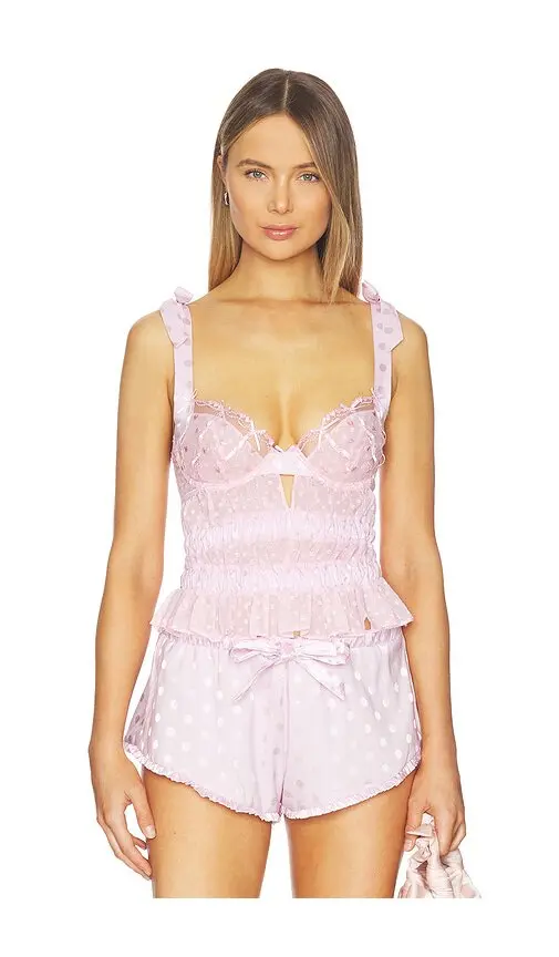 For Love & Lemons Slotted Hearts Bustier - Pink