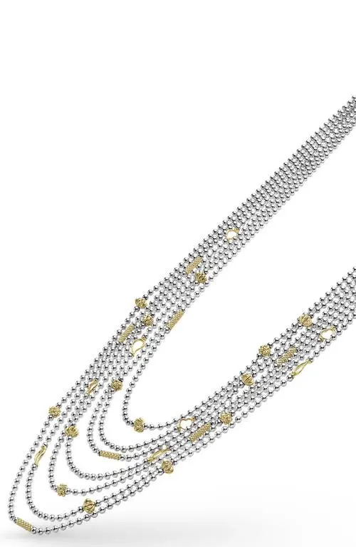 Lagos Two-tone Caviar Icon Five-row Strand Necklace