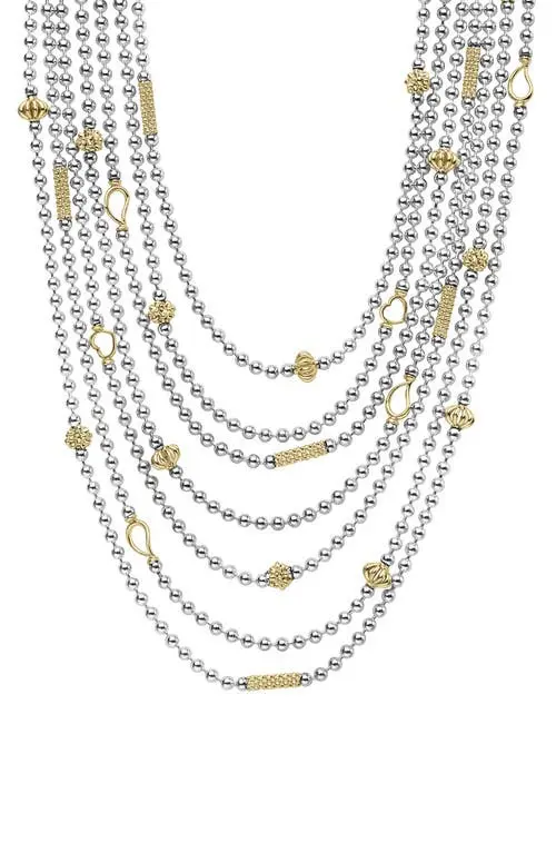 Lagos Two-tone Caviar Icon Five-row Strand Necklace