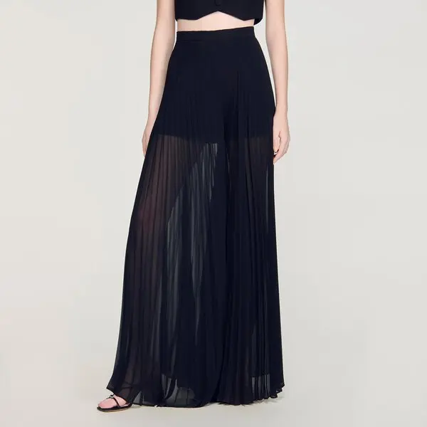 Sandro Pleated Wide-leg Trousers
