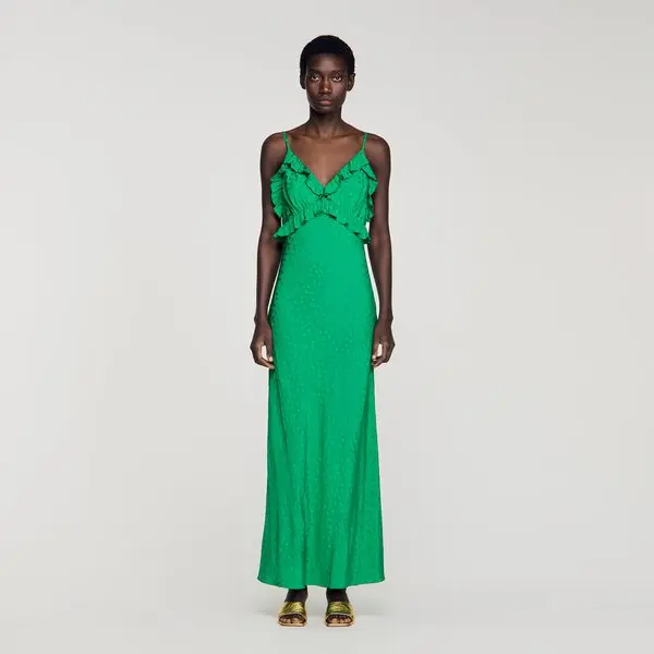 Sandro Jacquard Maxi Dress With Straps