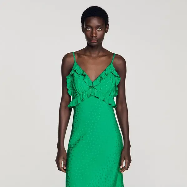 Sandro Jacquard Maxi Dress With Straps