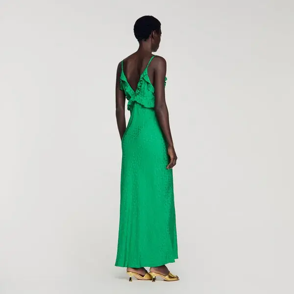 Sandro Jacquard Maxi Dress With Straps