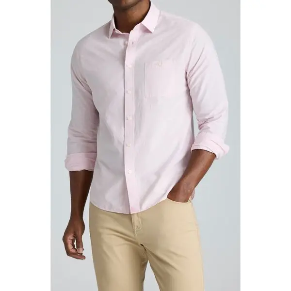 UNTUCKIT Sutherland Regular Fit Solid Summerweight Cotton & Linen Button-up Shirt - Pink
