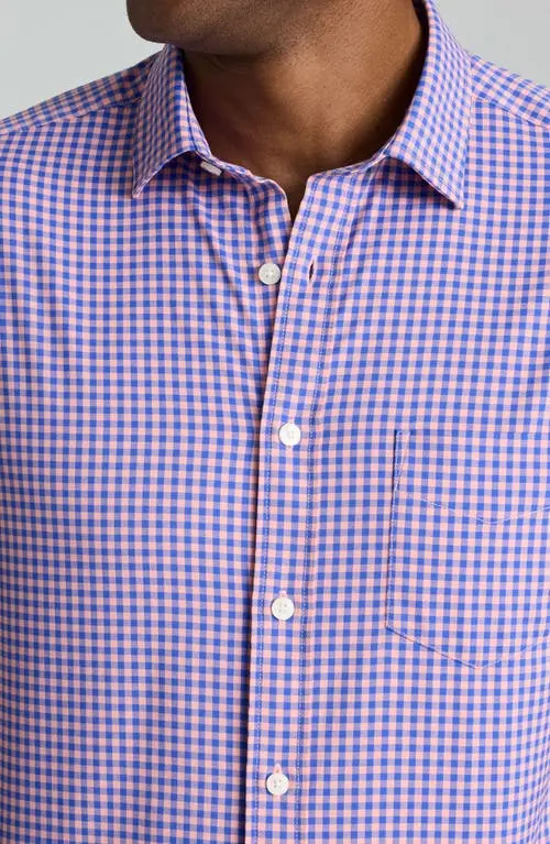 UNTUCKIT Quinby Gingham Check Performance Button-up Shirt - Pink Blue