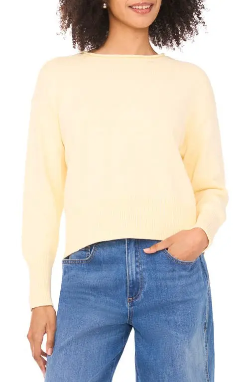 Vince Camuto Roll Neck Cotton Sweater - Cream Yellow