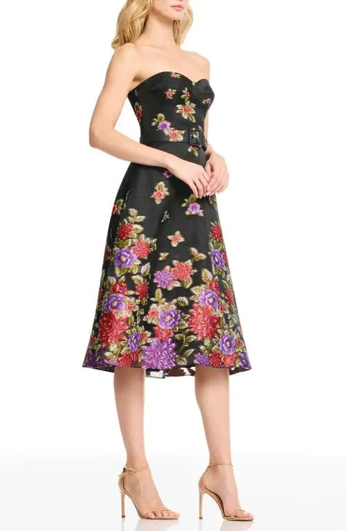 Dress The Population Floral Strapless Cocktail Dress
