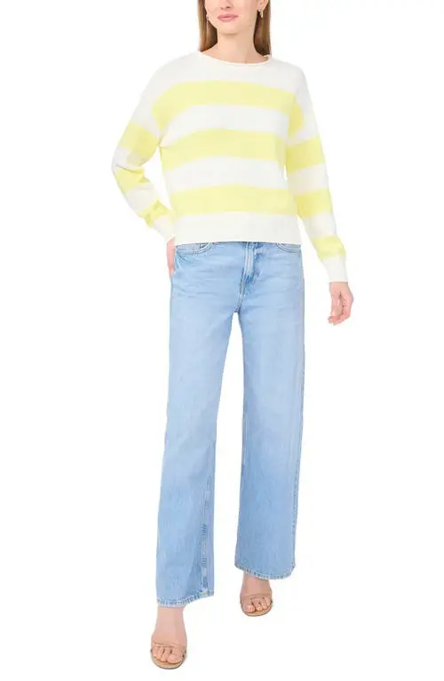 Vince Camuto Striped Roll Neck Sweater - Sugar Yellow