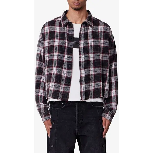 Mnml Washed Crop Flannel Button-up Shirt
