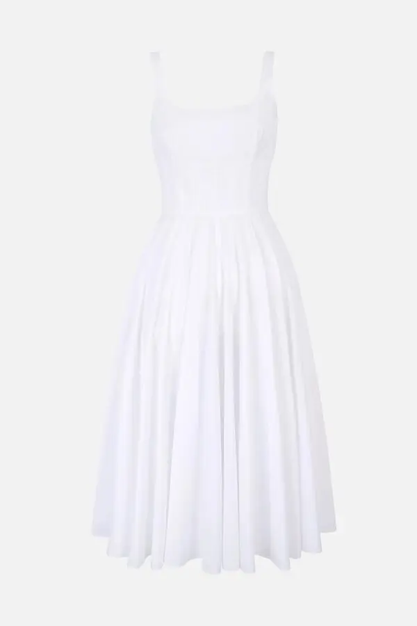 EMILIA WICKSTEAD Fit-and-flare Cotton Dress - White