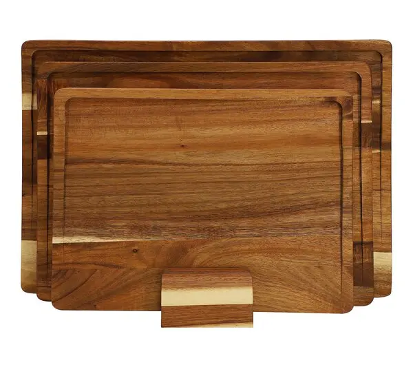 MEGACHEF 3pc Acacia Wood Cutting Board Set With Base