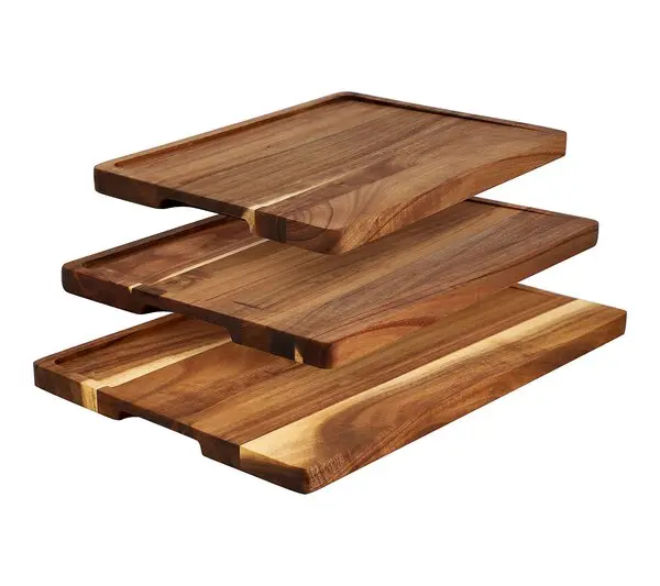 MEGACHEF 3pc Acacia Wood Cutting Board Set With Base